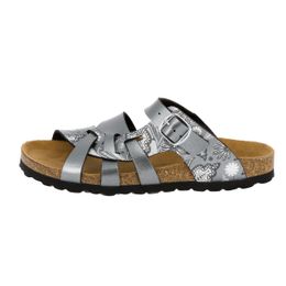 Pantolette Lico "Pantolette Bioline Flora", Damen, Gr. 38, grau, Synthetik, Schuhe