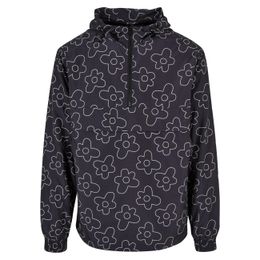 Windbreaker Urban Classics "Urban Classics Herren Flower AOP Pull Over Jacket", Herren, Gr. M, schwarz (schwarzflower), 100% Polyester, Casual, relaxed fit, ohne Ausschnitt, Jacken