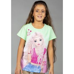 Top Model Kurzarmshirt TOPMODEL "TOPModel Kurzarmshirt", M&auml;dchen, Gr. 164, gr&uuml;n (gr&uuml;n ash), Jersey, Obermaterial: 100% Baumwolle, bedruckt, Basic, regular fit normal, Rundhals, Shirts