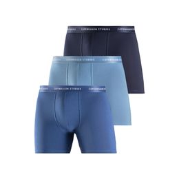 Langer Boxer Copenhagen Studios "Boxershorts für Herren", Herren, Gr. L, blau (hellblau, blau, navy), Jersey, Obermaterial: 95% Baumwolle, 5% Elasthan (LYCRA), unifarben, Unterhosen, mit längerem Bein und Logobund