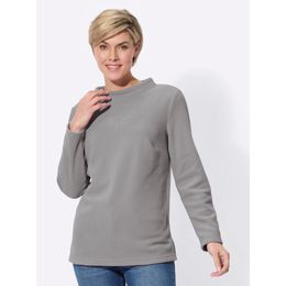 Fleeceshirt Classic Basics "Fleece-Shirt", Damen, Gr. 52, grau (steingrau), 100% Polyester, unifarben, Shirts