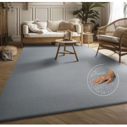Teppich my home "Ciney" Gr. 1, grau, B:60cm H:16mm L:100cm, Polyester, Teppiche, Kurzflor, Hoch-Tief Effekt, Uni Farben, Scandi Design, besonders weich