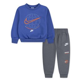 Jogginganzug Nike Sportswear "NKB B NSW FS FLC CREW PANT SET", Jungen, Gr. 122 (7), grau (smoke grau), Obermaterial: 60% Baumwolle, 40% Polyester, Sportanzüge, für Kinder