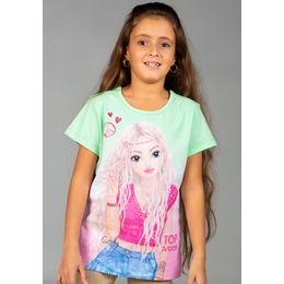 Top Model Kurzarmshirt TOPMODEL "TOPModel Kurzarmshirt", M&auml;dchen, Gr. 164, gr&uuml;n (gr&uuml;n ash), Jersey, Obermaterial: 100% Baumwolle, bedruckt, Basic, regular fit normal, Rundhals, Shirts