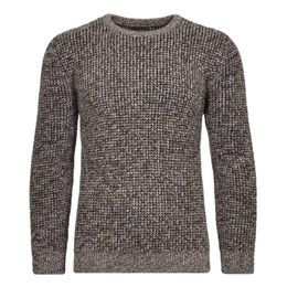 Rundhalspullover Ragman, Herren, Gr. 52, grau (taupe, grau mouliniert, 187), 100% Baumwolle, Rundhals, Pullover