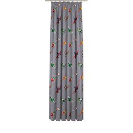 Vorhang WIRTH "Planes Action" Gr. 3, grau, B:142cm H:225cm, Satin, Polyester, Gardinen, Disney