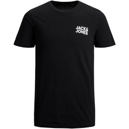 Jack & Jones T-Shirt JACK & JONES "CORP LOGO TEE", Herren, Gr. M, blau (schwarz, navy, weiß), Jersey, Obermaterial: 100% Baumwolle, schmal hüftbedeckend, Rundhals, Shirts