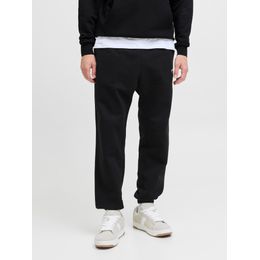 Jack & Jones Sweathose JACK & JONES "JPSTKANE SOHO SWEAT PANTS NOOS", Herren, Gr. L, N-Gr, schwarz, angeraute Sweatware, Obermaterial: 80% Baumwolle, 20% Polyester, bedruckt, Modisch, normal knöchellang, Hosen, mit Kordelzug