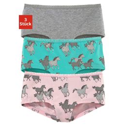 Panty Petite Fleur, Kinder, Gr. 122/128, bunt (grau, meliert, rosé, türkis), Jersey, Obermaterial: 95% Baumwolle, 5% Elasthan. Spitze: 86% Polyamid, 14% Elasthan, bedruckt, unifarben, körpernah, Unterhosen, mit Pferde-Druck