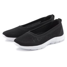 Sneaker Ballerinas Lascana, Damen, Gr. 36, schwarz, Obermaterial: 100% Textilmaterial. Futter: 100% Textilmaterial. Decksohle: 100% Textilmaterial. Laufsohle: 100% Synthetik, unifarben, Schuhe Ballerina, ultraleichter Slipper, Freizeitschuh zum Reinschlüpfen VEGAN