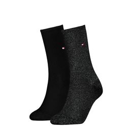 Socken Tommy Hilfiger "TH WOMEN SOCK CASUAL 2P", Damen, Gr. 35-38, schwarz (schwarz lurex), Baumwollmischung, Elasthan, Polyamid, elastisch, Socken, mit flacher Zehennaht
