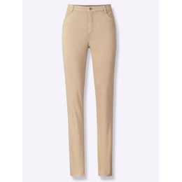 Bequeme Jeans Inspirationen, Damen, Gr. 21, Kurzgrößen, beige, 54% Baumwolle, 37% Lyocell, 6% Elastomultiester, 3% Elasthan, unifarben, lang, Jeans