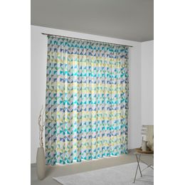 Vorhang WIRTH "Berlare" Gr. 4, blau, B:132cm H:245cm, Jacquard, Baumwolle, Polyester, Gardinen