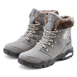 Winterstiefelette Lascana, Damen, Gr. 36, grau (anthrazit), Obermaterial: 100% Synthetik. Futter: 100% Polyester. Decksohle: 100% Polyester. Laufsohle: 100% Synthetik, gemustert, Schuhe, Stiefelette,Stiefel,Winterstiefel wind-& wasserabweisender Tex-Membran