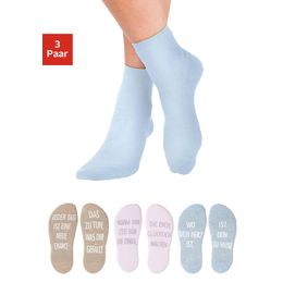 Kuschelsocken Arizona, Damen, Gr. 39-42, bunt (rosa, camel, hellblau), Baumwolle, Elasthan, Polyamid, uni und gemustert, normal, Socken, mit Antirutsch in Form eines Spruches