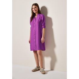 Blusenkleid Cecil, Damen, Gr. M (40), US-Größen, magenta lacquer, Stoff, 100% Leinen, unifarben, comfort fit knielang, V-Ausschnitt, Bündchen, Kleider, knielang