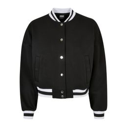 Collegejacke Urban Classics "Urban Classics Damen Ladies Oversized College Sweat Jacket", Damen, Gr. L, schwarz, 65% Baumwolle, 35% Polyester, gestreift, Casual, oversize, amerikanischer Ausschnitt, Jacken