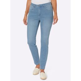 Bequeme Jeans Classic Basics, Damen, Gr. 19, Kurzgrößen, blau (blau, bleached), 81% Baumwolle, 17% Polyester, 2% Elasthan, unifarben, lang, Jeans
