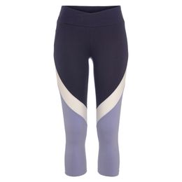 active by Lascana Caprihose LASCANA ACTIVE, Damen, Gr. M (40/42), N-Gr, blau, Single Jersey, Obermaterial: 95% Baumwolle, 5% Elasthan, mehrfarbig, figurbetont kniebedeckend, Hosen Caprihose, Sporthose in Colourblockingdesign