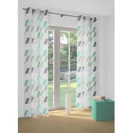 Vorhang WIRTH "Bray" Gr. 1, grün (mint), B:132cm H:145cm, Jacquard, Baumwolle, Polyester, Gardinen