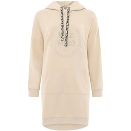 Sweatkleid Zwillingsherz ""Wild Vibes"", Damen, Gr. L, N-Gr, beige, Sweatware, Obermaterial: 50% Baumwolle, 50% Polyester, Modisch, lässig geschnitten kniefrei, hoch geschlossener Ausschnitt, angesetztes Bündchen, Kleider, mit praktischen Fronttaschen und Leo-Kordel
