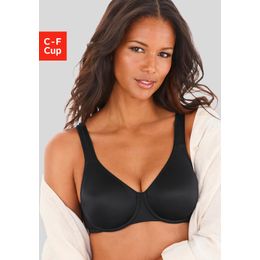Minimizer-BH Lascana, Damen, Gr. 100, Cup E, schwarz, Microtouch, Obermaterial: 82% Polyamid (TACTEL), 18% Elasthan (LYCRA), BHs, mit Bügel und nahtlosen Cups, aus seidiger Microfaser, Basic Dessous