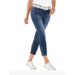 7/8-Jeans Casual Looks, Damen, Gr. 19, Kurzgrößen, blau (blau, stone, washed), 79% Baumwolle, 19% Polyester, 2% Elasthan, unifarben, 7/8-Länge, Jeans