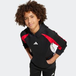 Kapuzensweatshirt adidas Sportswear "J CB FL HD", Kinder, Gr. 164, weiß (schwarz, pure ruby, weiß), Obermaterial: 55% Baumwolle, 36% Polyester, 9% Viskose, Sweatshirts