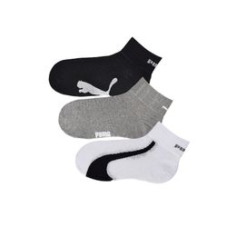 Kurzsocken Puma "Puma UNISEX LIFESTYLE QUARTER 3P", Herren, Gr. 43-46, schwarz-weiß (1x schwarz, 1x weiß, 1x grau), Baumwolle, Baumwollmischung, Elasthan, meliert, elastisch, Socken, mit kurzem geripptem Schaft