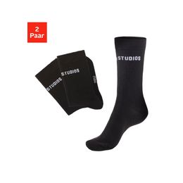 Tennissocken Copenhagen Studios, Damen, Gr. 39-42, schwarz (2x schwarz), Obermaterial: 53% Baumwolle, 44% Polyamid, 3% Elasthan, unifarben, elastisch, Socken, ohne Frottee