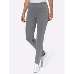 Schlupfjeans Classic Basics, Damen, Gr. 20, Kurzgrößen, grau (grau denim), 81% Baumwolle, 17% Polyester, 2% Elasthan, unifarben, lang, Jeans