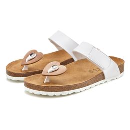 Pantolette Lascana "Mule, Sandale, offener Schuh, Sommerschuh, Zehentrenner", Damen, Gr. 39, weiß, Obermaterial: 100% Lederimitat. Futter: 100% Textilmaterial. Decksohle: 100% Rindsleder. Laufsohle: 100% Synthetik, leicht glänzend, metallic, Schuhe, mit Komfortkorkfußbett aus Leder und 2 abnehmbaren Oberteilen