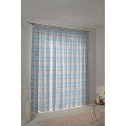 Vorhang WIRTH "Benewitz" Gr. 4, blau, B:132cm H:245cm, Jacquard, Baumwolle, Polyester, Gardinen