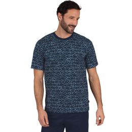 T-Shirt TRIGEMA "TRIGEMA T-Shirt mit freundlichem Smiley-Muster", Herren, Gr. L, blau (navy), 100% Baumwolle, Shirts