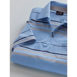 Poloshirt Hajo "Poloshirt", Herren, Gr. 56/58, blau (hellblau), 62% Baumwolle, 38% Polyester, gemustert, gestreift, ohne Ausschnitt, Shirts
