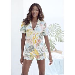 Shorty Vivance Dreams, Damen, Gr. 44/46, bunt (gemustert, allover), Single Jersey, Obermaterial: 50% Baumwolle, 50% Viskose, gemustert, bequem kurz, V-Ausschnitt, Homewear-Sets, mit floralem Druck