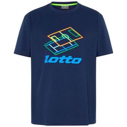 Print-Shirt Lotto, Herren, Gr. M (48/50), blau (peacoat), 100% Baumwolle, bedruckt, Rundhals, gerader Abschluss, Shirts, - mit plakativem Frontprint