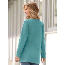 Longshirt Classic Basics "Longshirt", Damen, Gr. 38, blau (türkis), 100% Baumwolle, unifarben, Rundhals, Shirts