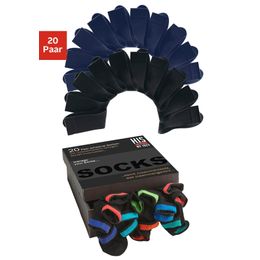 H.I.S. Socken H.I.S, Herren, Gr. 35-38, blau (10x schwarz, 10x marine), Baumwolle, Elasthan, Polyamid, unifarben, elastisch, Socken, in praktischer Geschenkbox