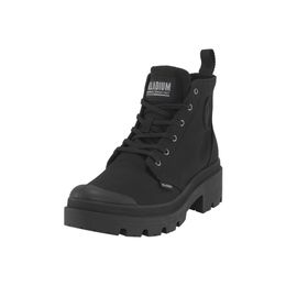 Schnürstiefelette Palladium "PALLABASE TWILL", Gr. 37, schwarz, Textil, Schuhe, Schnürstiefel, Schnürboots aus Canvas mit Reißverschluss