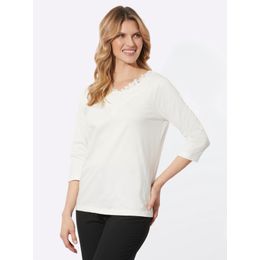 3/4-Arm-Shirt Classic Basics "3/4-Arm-Shirt", Damen, Gr. 38, beige (ecru), 100% Baumwolle, unifarben, Rundhals, Shirts
