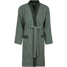 Herrenbademantel Bugatti "Francesco, ideal für Sauna & Spa, Hotelbademantel, Morgenmantel" Gr. L, grün (sage), L:115cm, Webvelours, Hausmäntel, Kimonomantel
