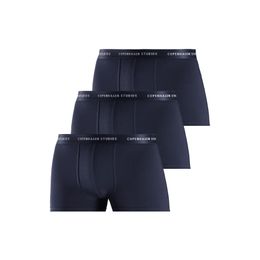 Boxer Copenhagen Studios "Boxershorts für Herren", Herren, Gr. L, blau (navy), Jersey, Obermaterial: 95% Baumwolle, 5% Elasthan (LYCRA), unifarben, Unterhosen, mit farbigem Logo-Bund