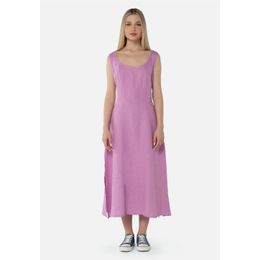Jerseykleid FRESHLIONS "Lucy", Damen, Gr. XL, EURO-Gr&ouml;&szlig;en, pink, 100% Leinen, unifarben, lang, Rundhals, Kleider Jerseykleid, im angesagten Casual-Stil