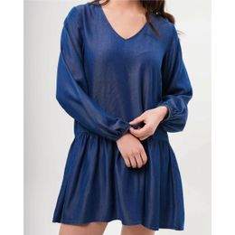 Jerseykleid FRESHLIONS "Bonnie", Damen, Gr. XL, EURO-Gr&ouml;&szlig;en, blau (dunkelblau), 100% Baumwolle, normal, V-Ausschnitt, Kleider Jerseykleid, mit verspielten Ballonb&uuml;ndchen