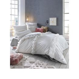 Bettwäsche HEINE HOME Gr. 5, weiß, B/L: 135cm x 200cm, Renforcé, B/L: 40cm x 80cm, 2 Stk., Renforcé, 100% Baumwolle, Bettwäsche