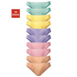 Bikinislip Vivance, Kinder, Gr. 104, bunt (gestreift), Jersey, Obermaterial: 95% Baumwolle, 5% Elasthan, gestreift, Unterhosen Slip, schöner Basicartikel in tollen Farben - passend für jeden Tag