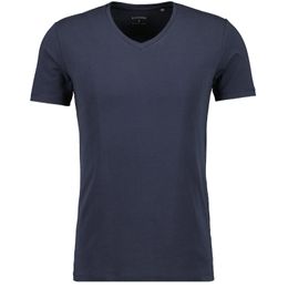 T-Shirt Ragman, Herren, Gr. L, blau (marineblau), Baumwollmischung, Casual, slim fit, V-Ausschnitt, Shirts