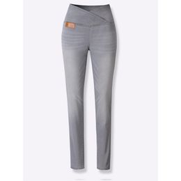 Bequeme Jeans Casual Looks, Damen, Gr. 22, Kurzgrößen, blau (light grau, denim), 81% Baumwolle, 17% Polyester, 2% Elasthan, unifarben, lang, Jeans
