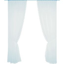 Gardine WIRTH "Elena" Gr. 8, wei&szlig;, B:225cm H:220cm, Sabl&eacute;, Polyester, Gardinen, Gardine, veredelt mit echter Plauener Spitze Stickerei, inkl. Raffhalter
